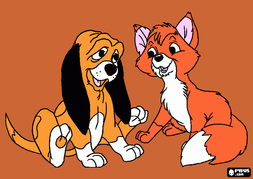 Róka és a kutya coloring page, printable Róka és a kutya