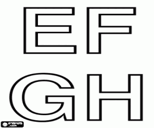 Capital letters E, F, G and H coloring page printable game